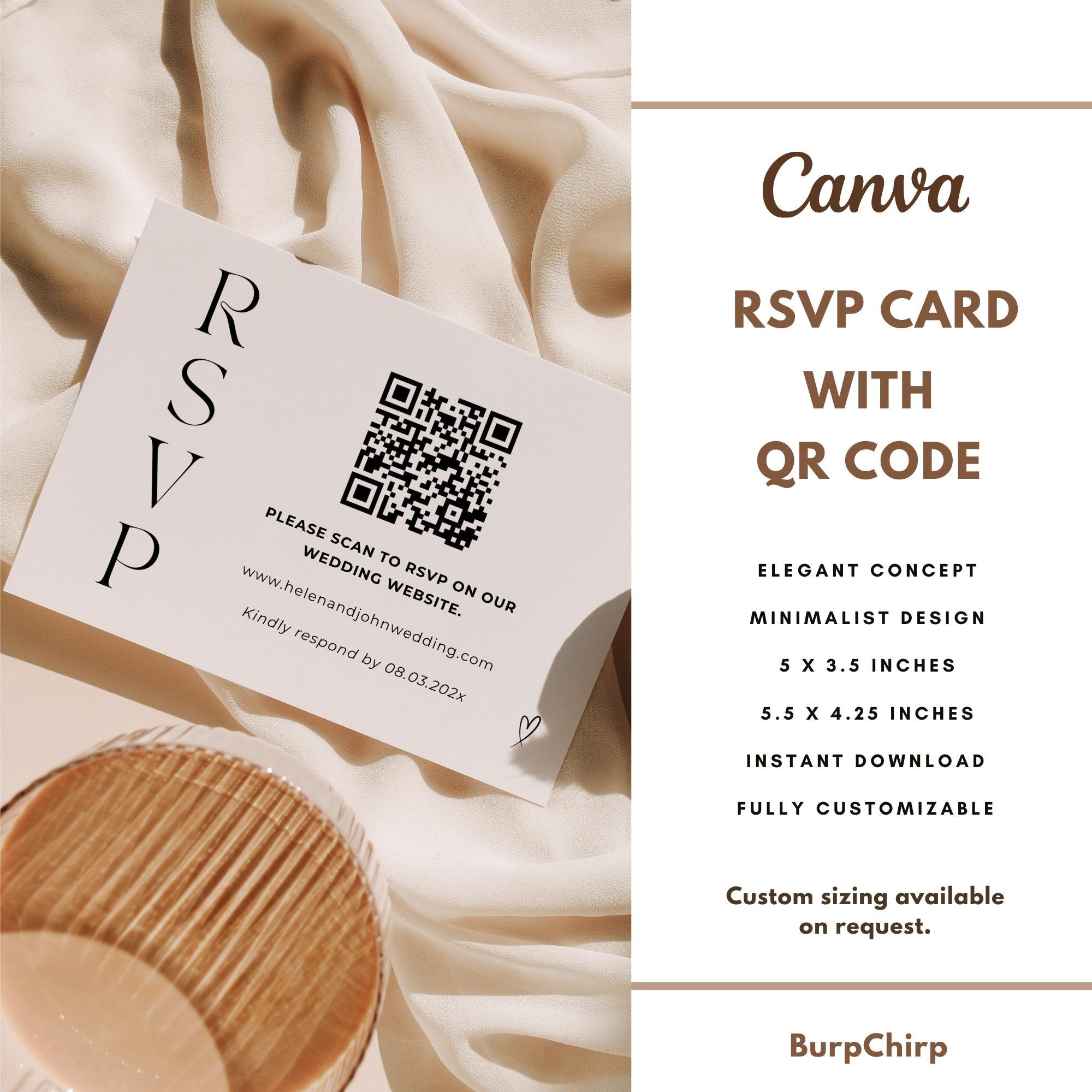 RSVP With QR Code Card Insert, Digital RSVP Card – Minimal and Modern ...