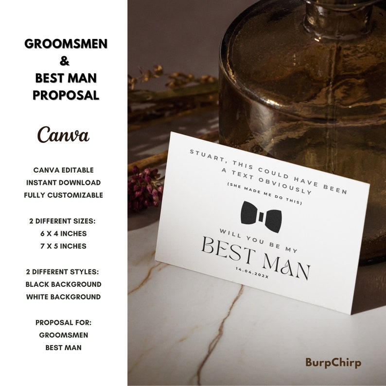 Groomsmen Proposal Card, Best Man Proposal Card, Be My Groomsman ...