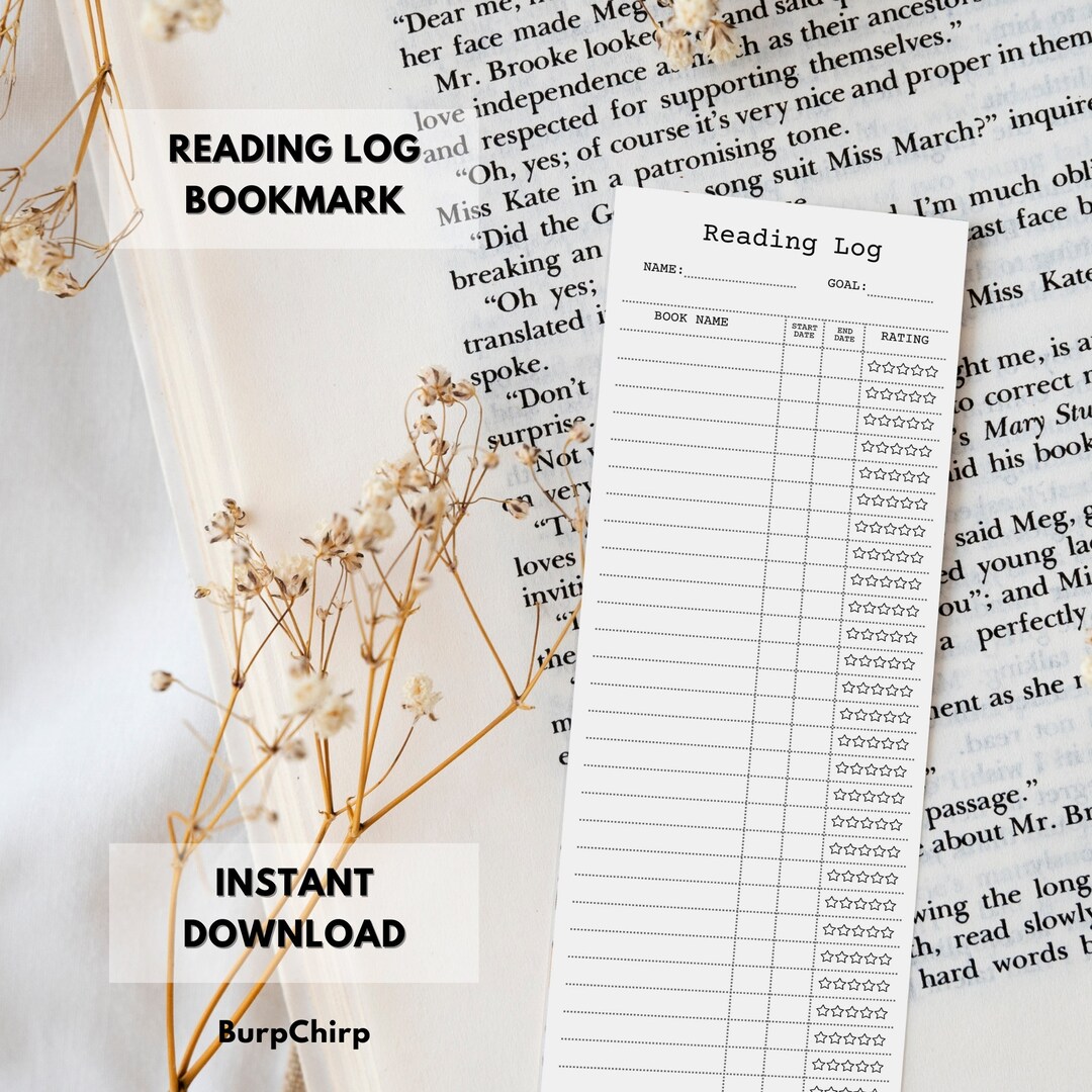 Reading Log Bookmark, Reading Tracker Bookmark Printable Vintage ...