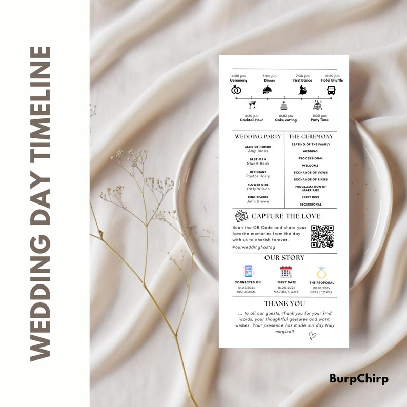 Elegant Program for Welcome Bag and Guest Tables, Wedding Ceremony ...