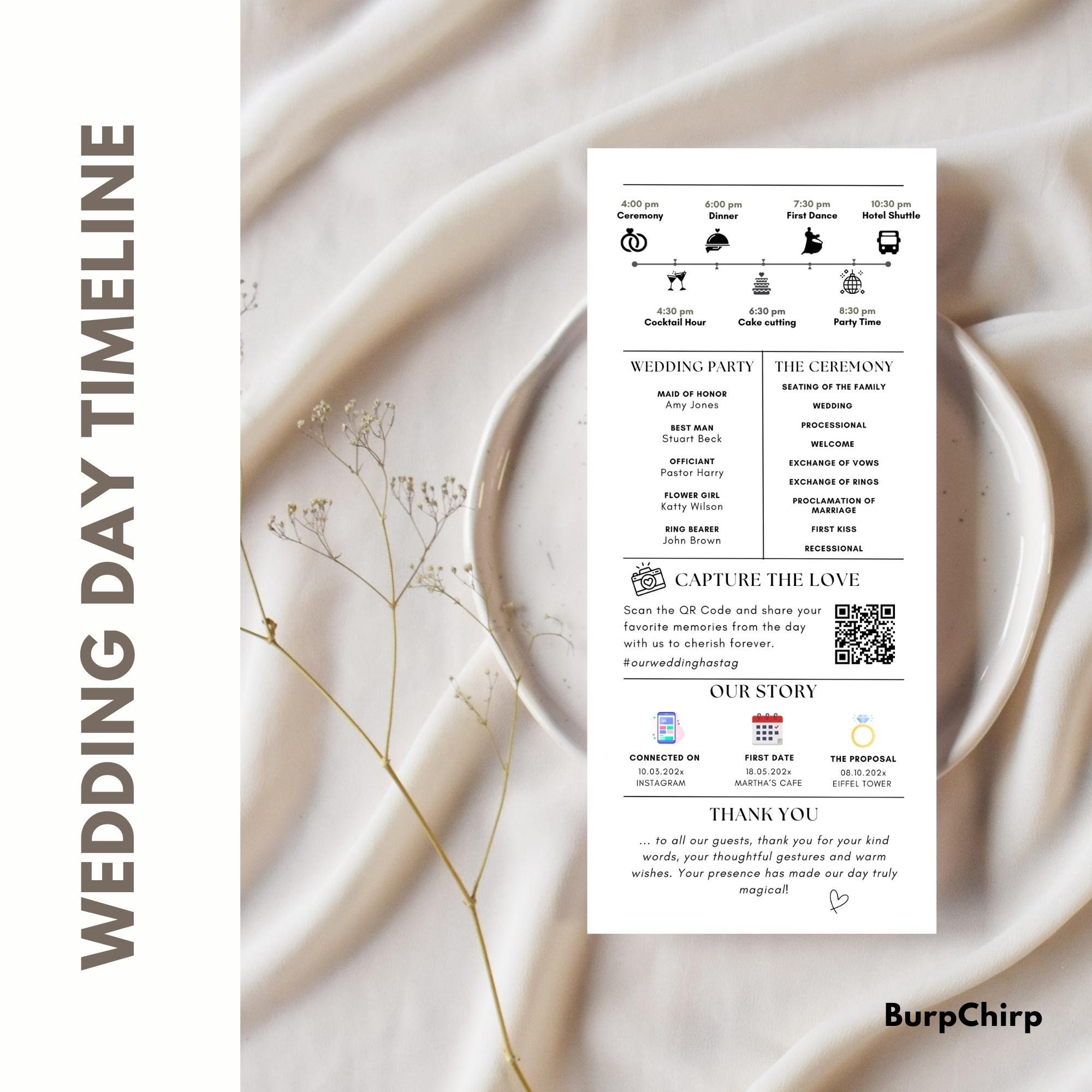 Elegant Program for Welcome Bag and Guest Tables, Wedding Ceremony ...