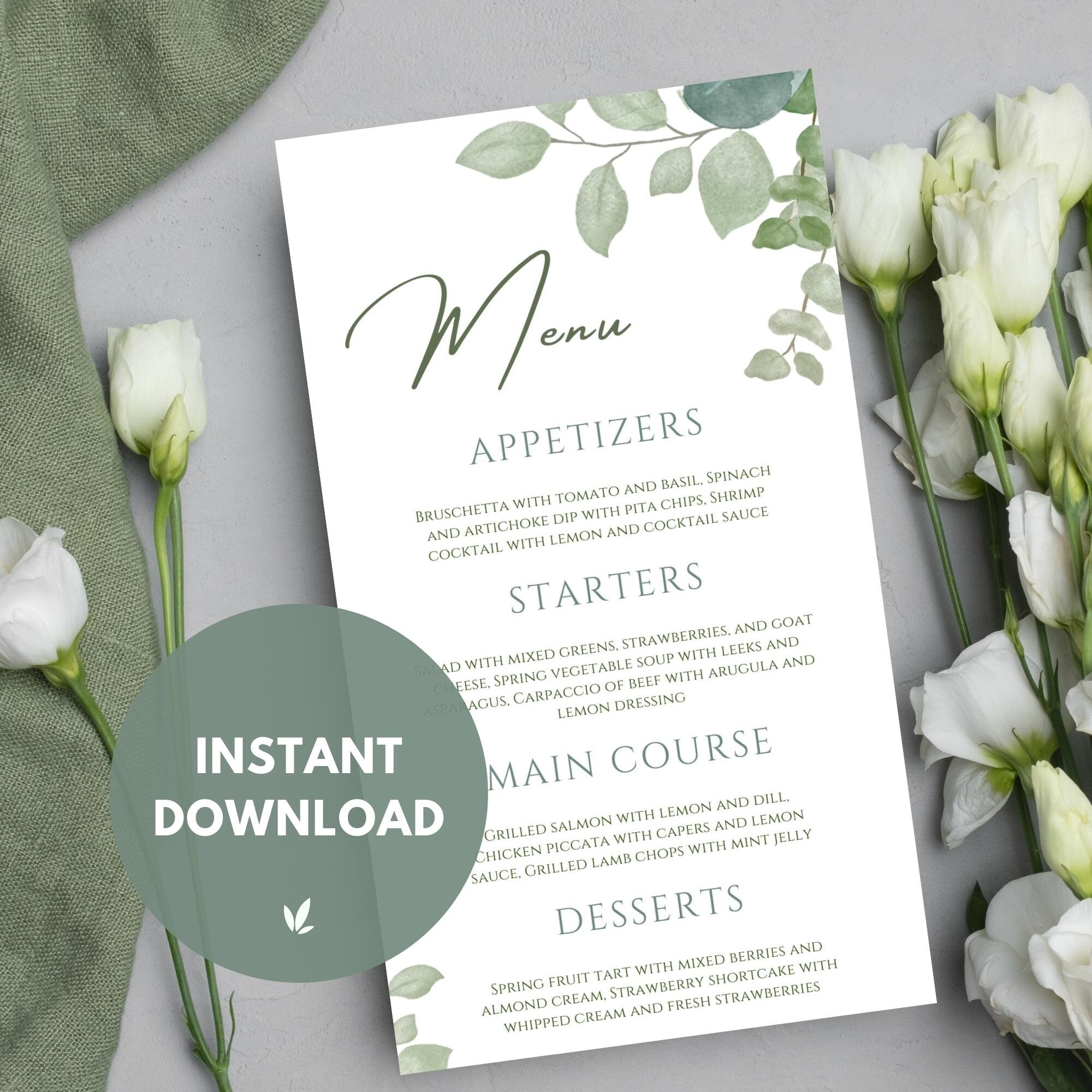 Minimalist Menu Template Modern Menu Template Watercolor - Etsy