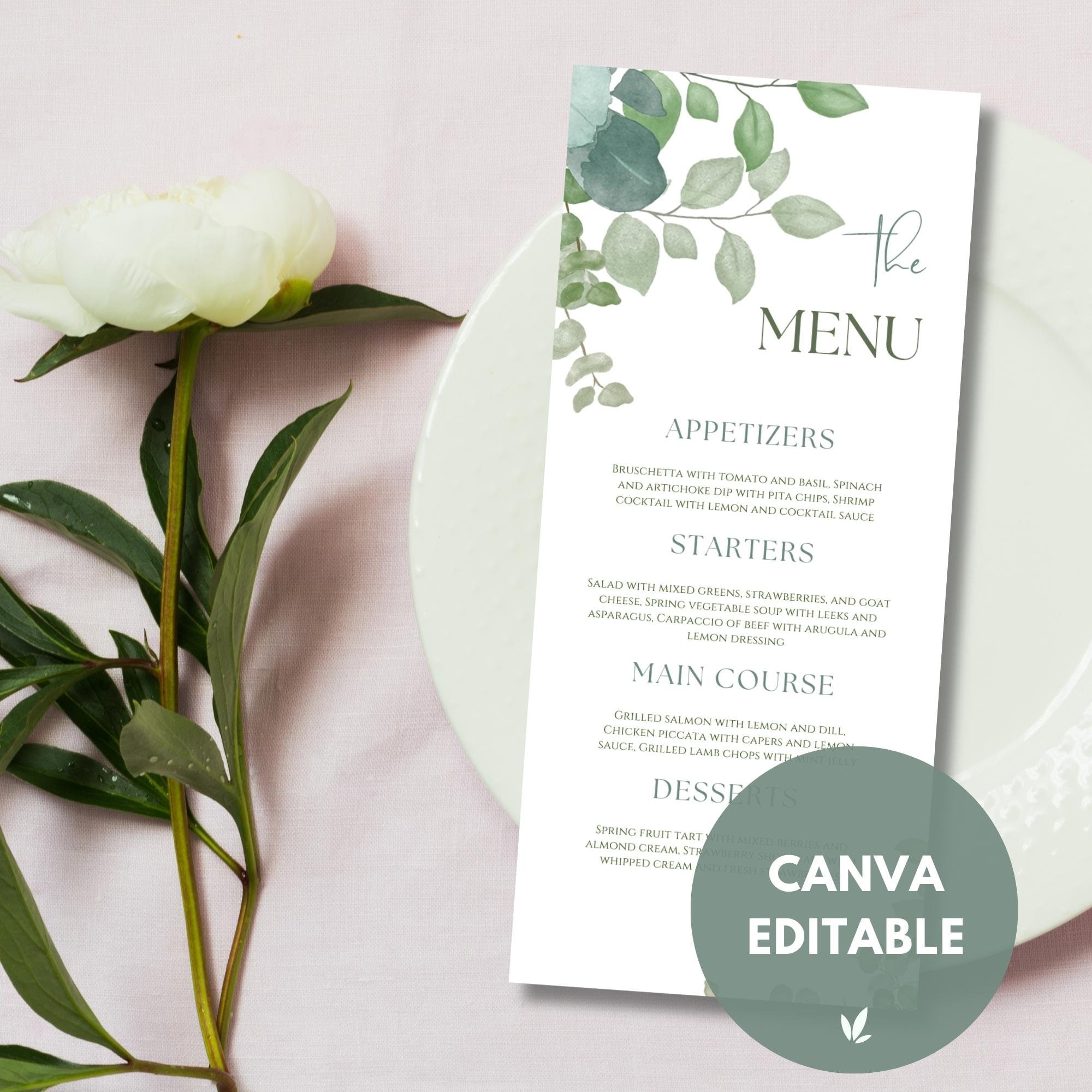 Minimalist Menu Template Modern Menu Template Watercolor, Elegant ...