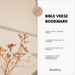 Custom Photo Wedding Favor Bookmark: 1 Corinthians 13 (editable Canva ...