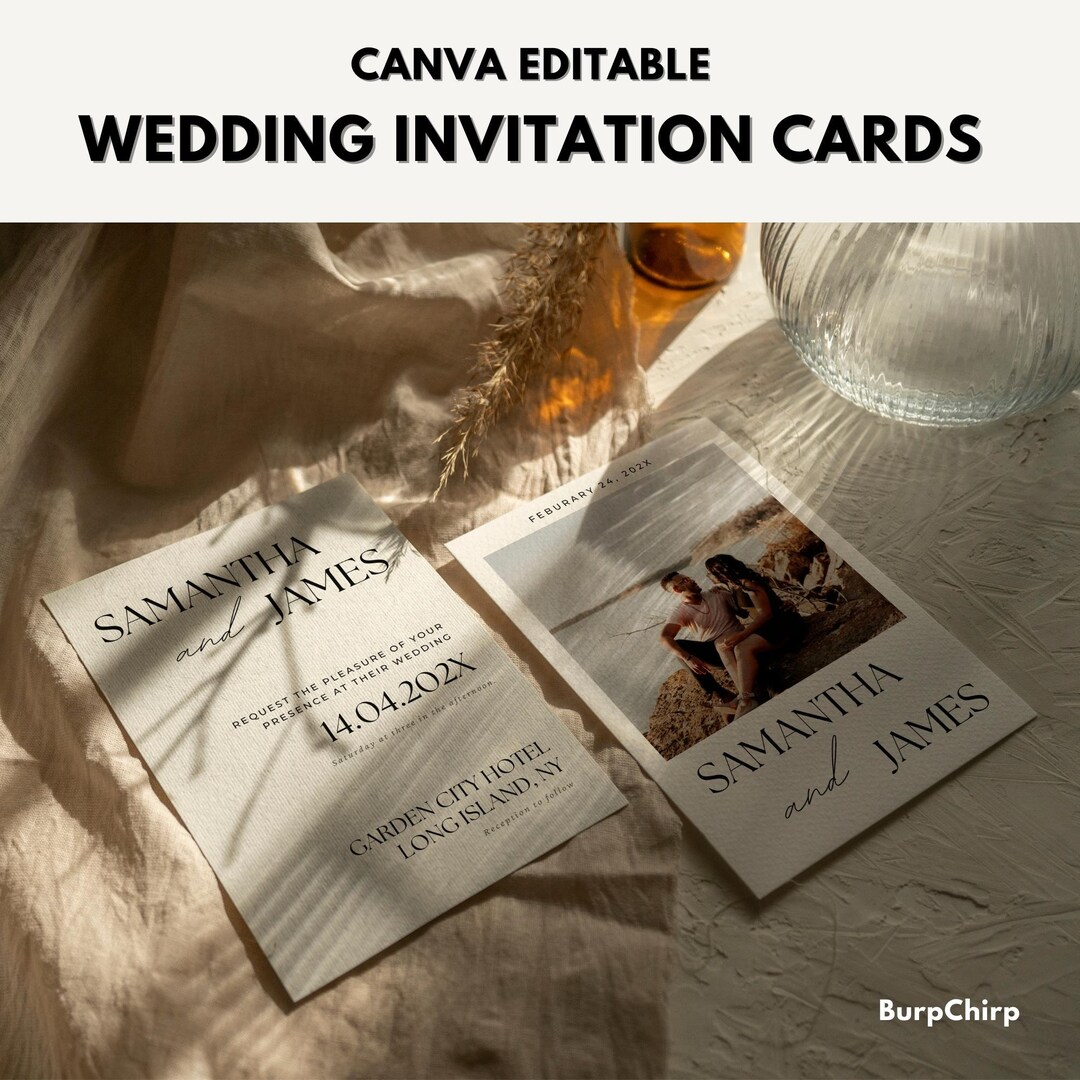 Wedding Invitation Template Bundle | RSVP Insert | Invite With Photo | Minimalist, Elegant ...