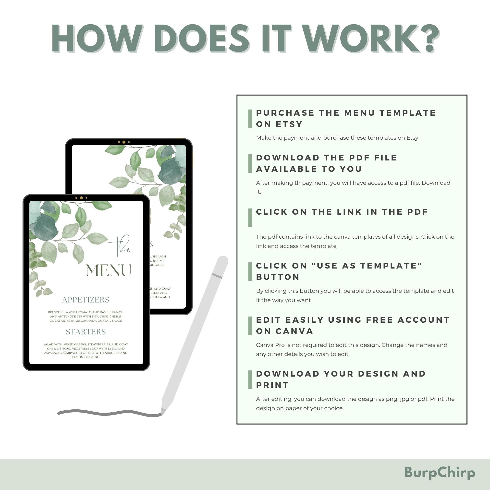Minimalist Menu Template Modern Menu Template Watercolor - Etsy