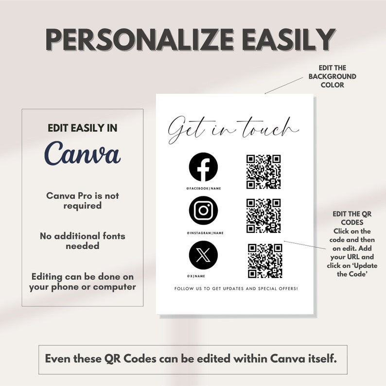 QR Code Sign Template: Business Price List, Scan to Pay (canva Editable ...