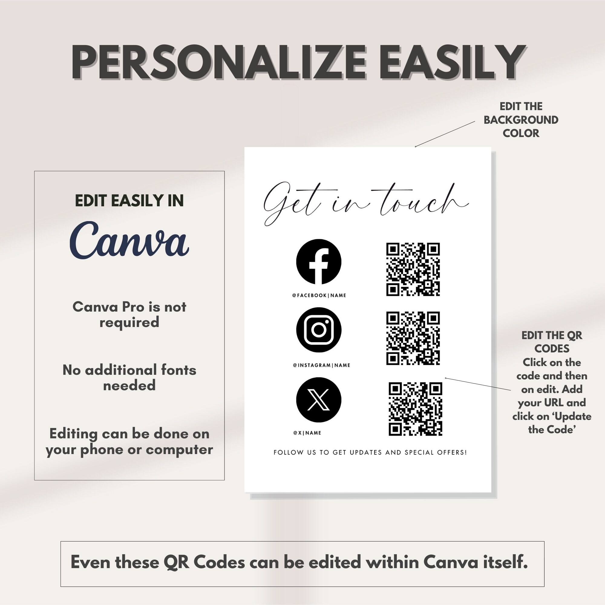 QR Code Sign Template: Business Price List, Scan to Pay (canva Editable ...
