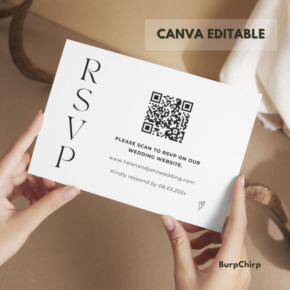 RSVP With QR Code Card Insert Digital RSVP Card Minimal and - Etsy