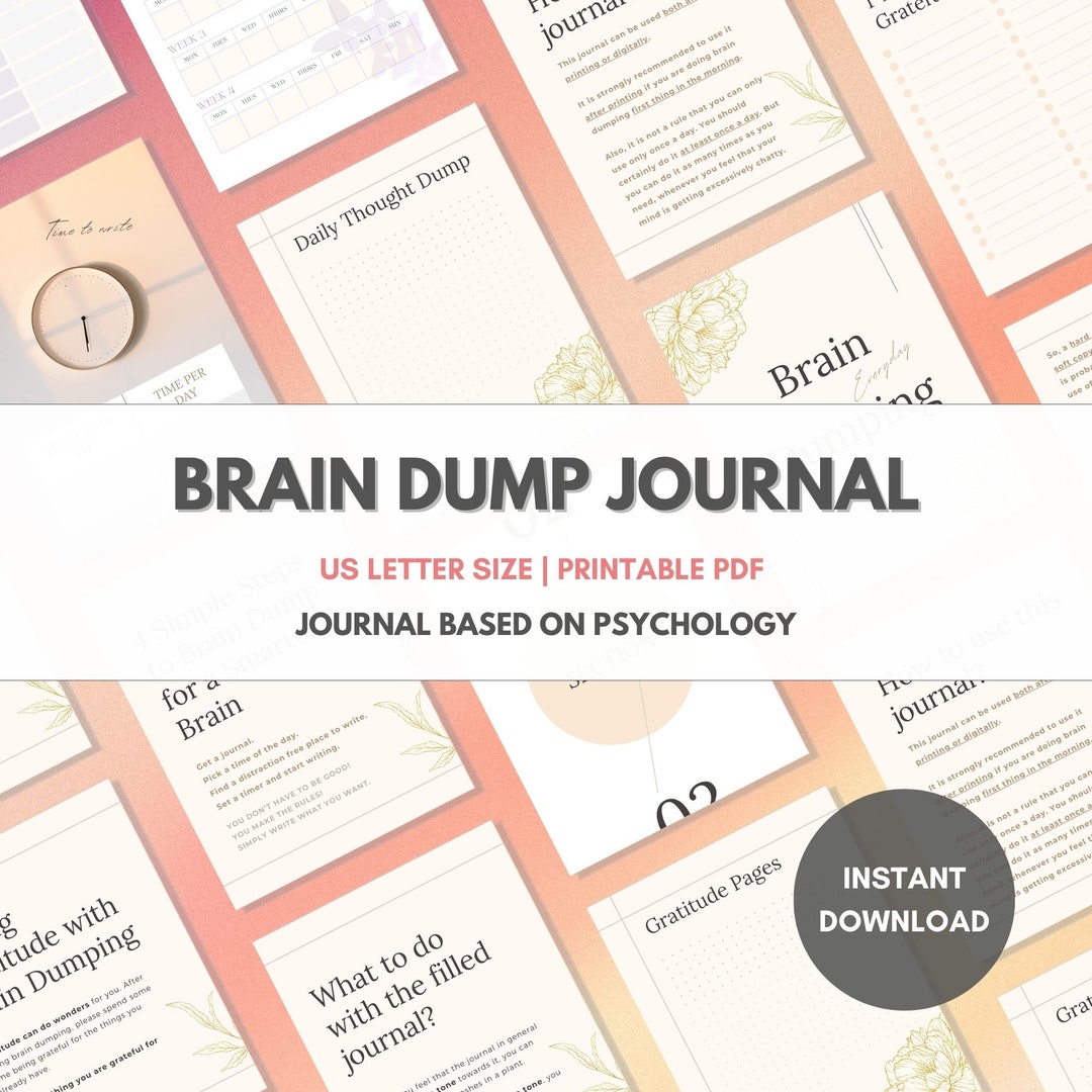 Brain Dump Journal Anxiety & Stress Relief Notebook ADHD and Therapy ...