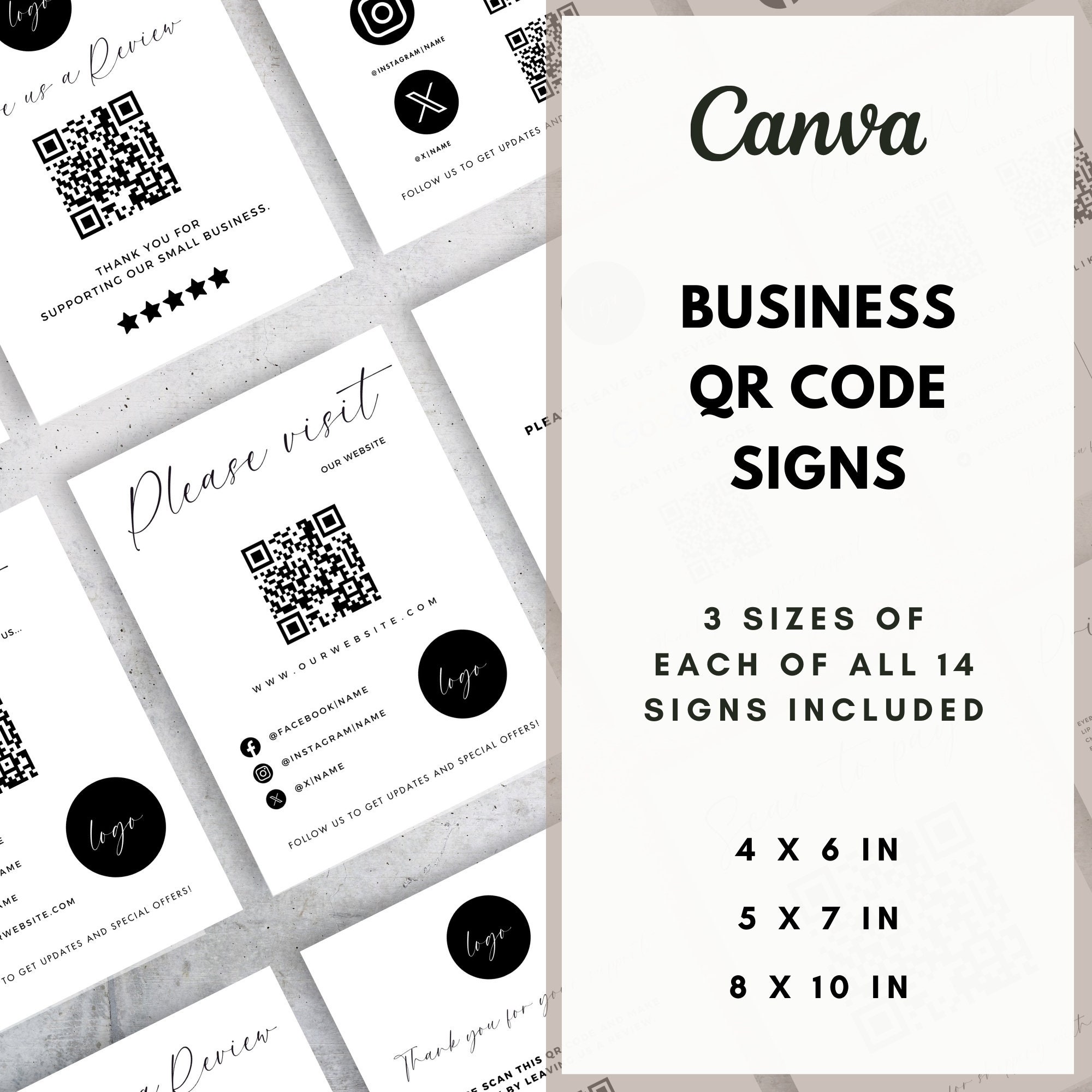 QR Code Sign Template: Business Price List, Scan to Pay (canva Editable ...