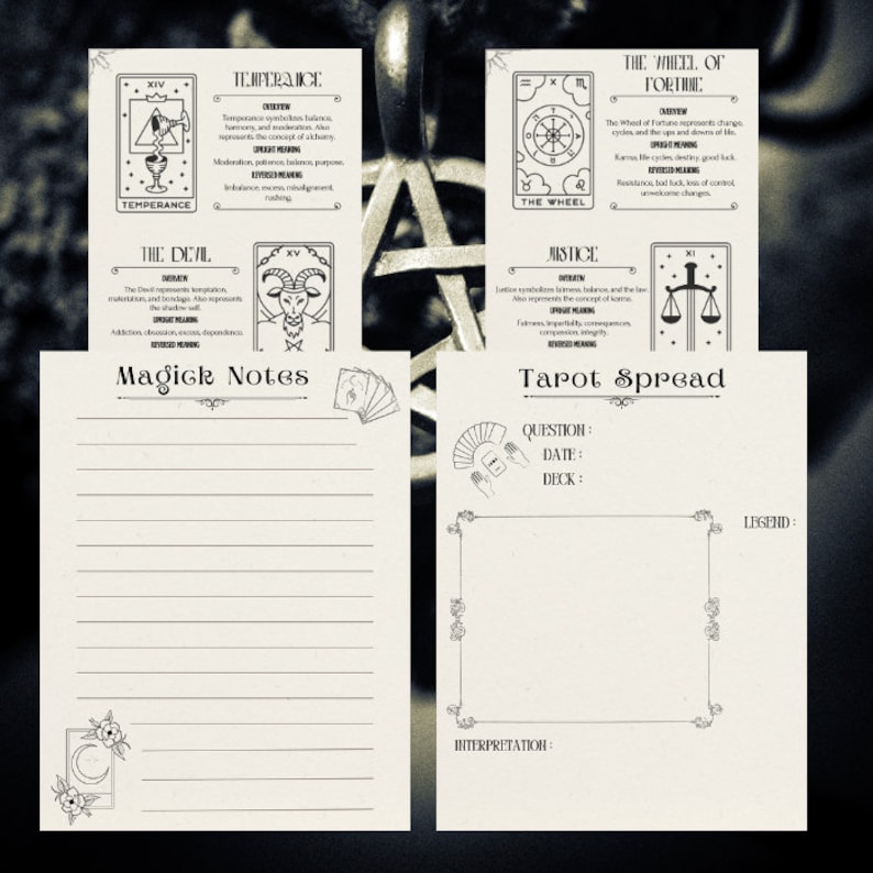 Printable Major Arcana Cheat Sheets Book Of Shadows Digital Etsy
