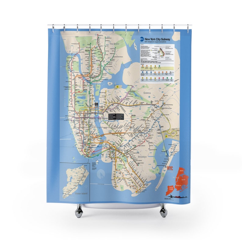 NYC Subway Map Shower Curtain, DTA, Dude Thats Awesome, New York ...