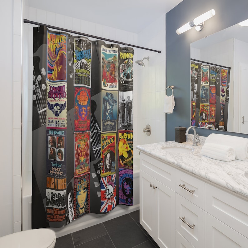 Rock and Roll Concert Poster Shower Curtain, DTA, Dude Thats Awesome ...