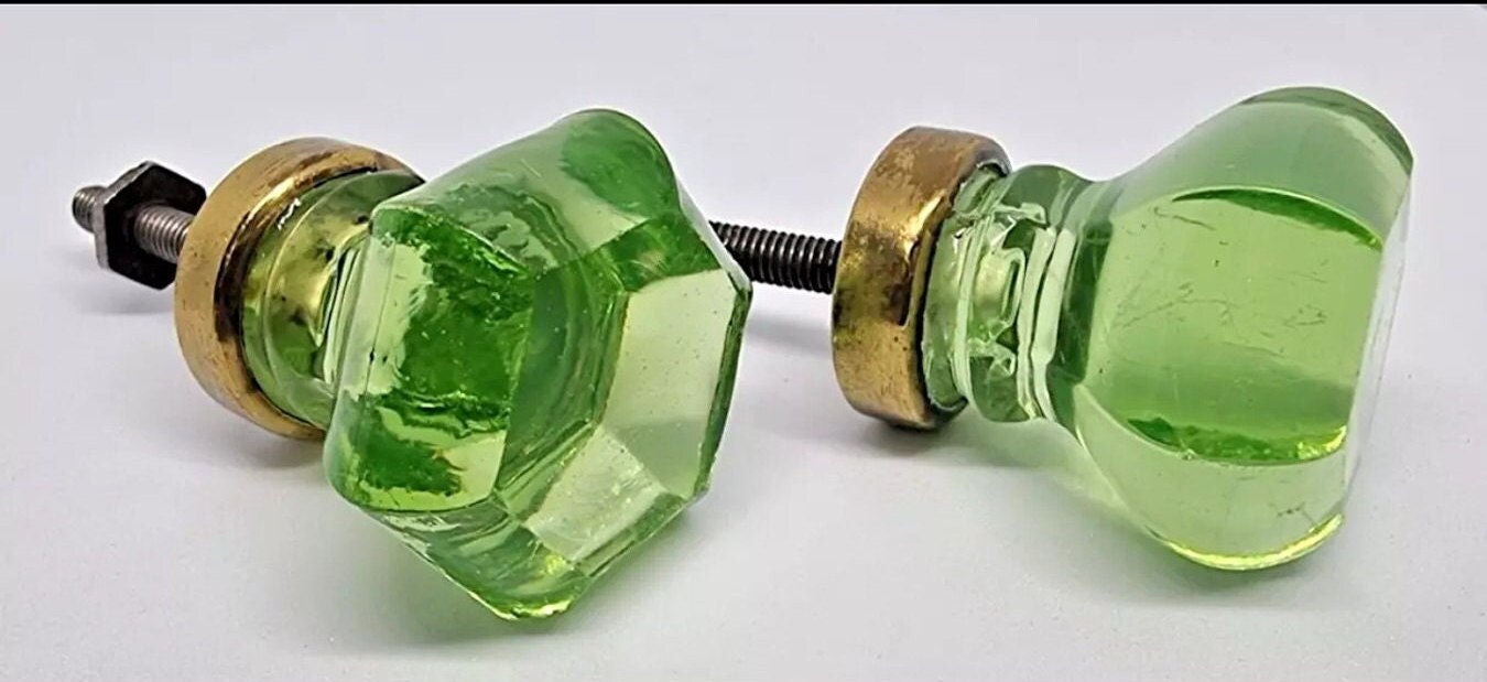 Antique Pair UV Glowing Uranium Green Glass Door Knob / Same Defects - Etsy Australia