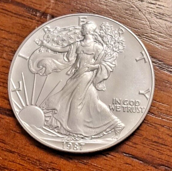 1987 Walking Liberty 1 Oz Fine Silver One 1 Dollar Coin - Etsy