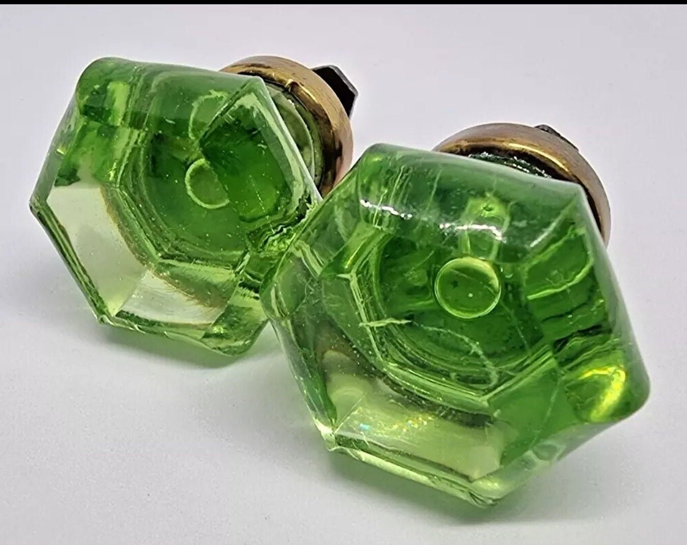 Antique Pair UV Glowing Uranium Green Glass Door Knob / Same Defects - Etsy Australia