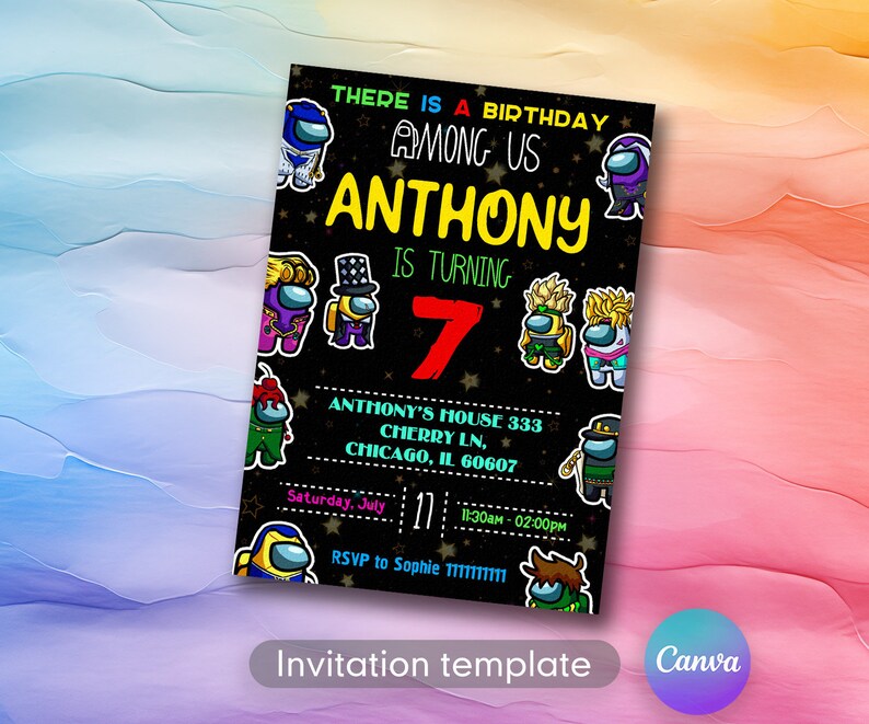 Among Us Birthday Party Invitation Template, Among Us Birthday Invitate ...