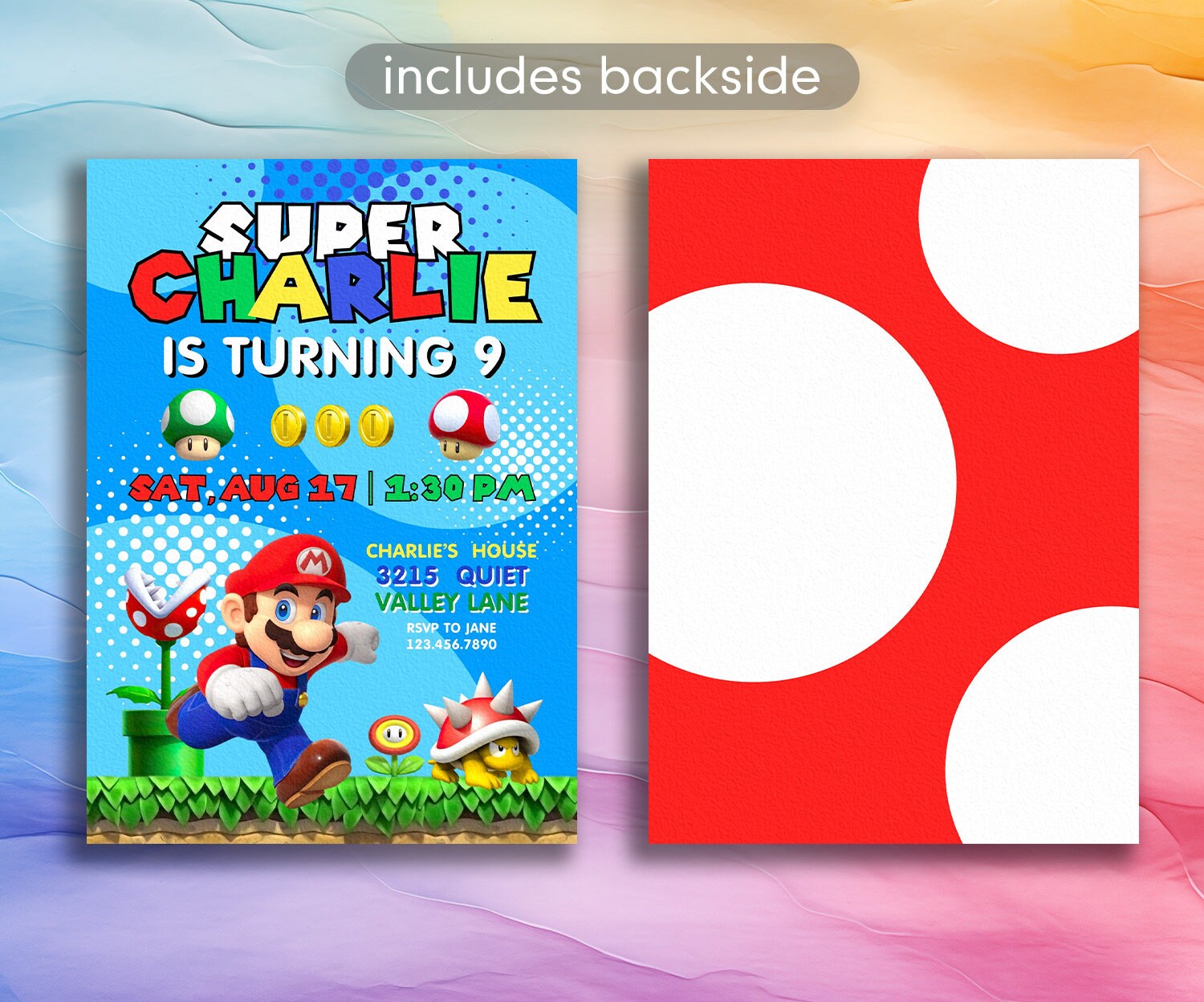 Printable Super Mario Invitation, Birthday Invite Boy Girl, Mario Bros ...