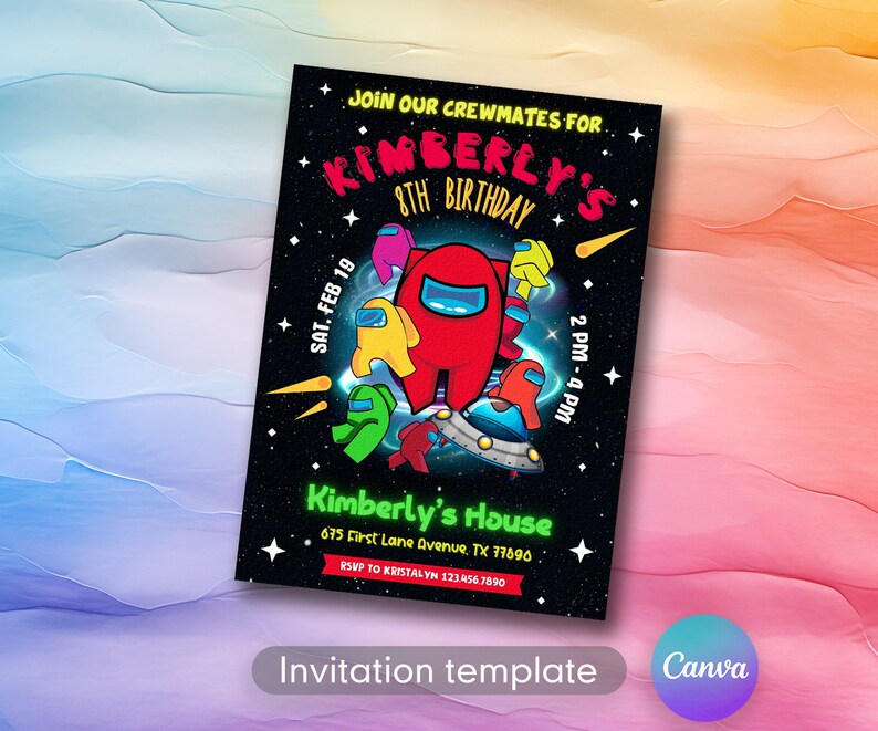Among Us Birthday Party Invitation Template, Among Us Birthday Invitate ...