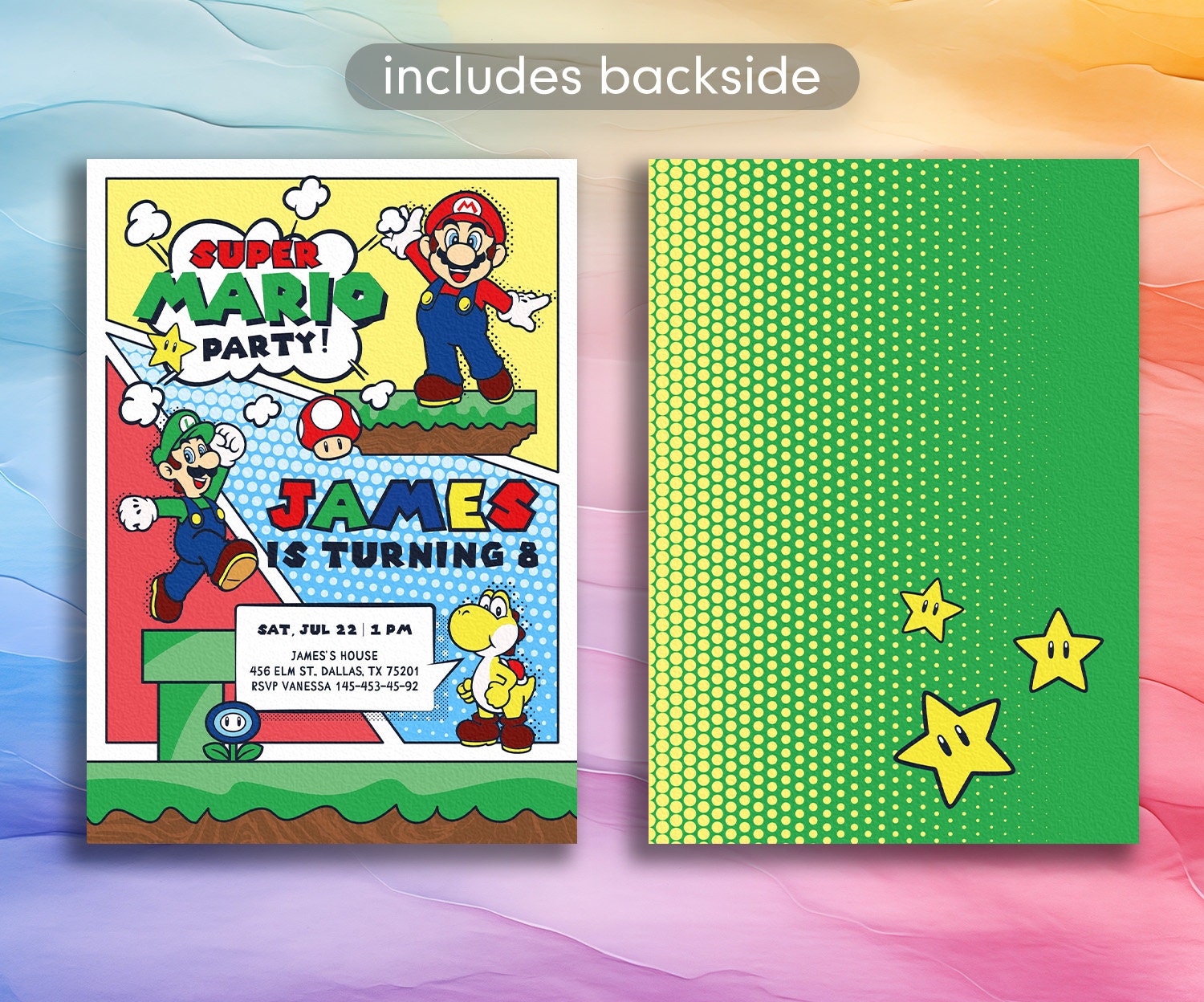 Printable Super Mario Invitation, Birthday Invite Boy Girl, Mario Bros ...