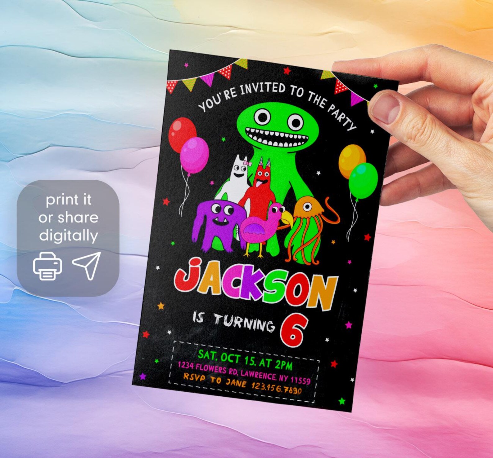 Printable Editable Garten Banban Birthday Invitation, Video Game ...
