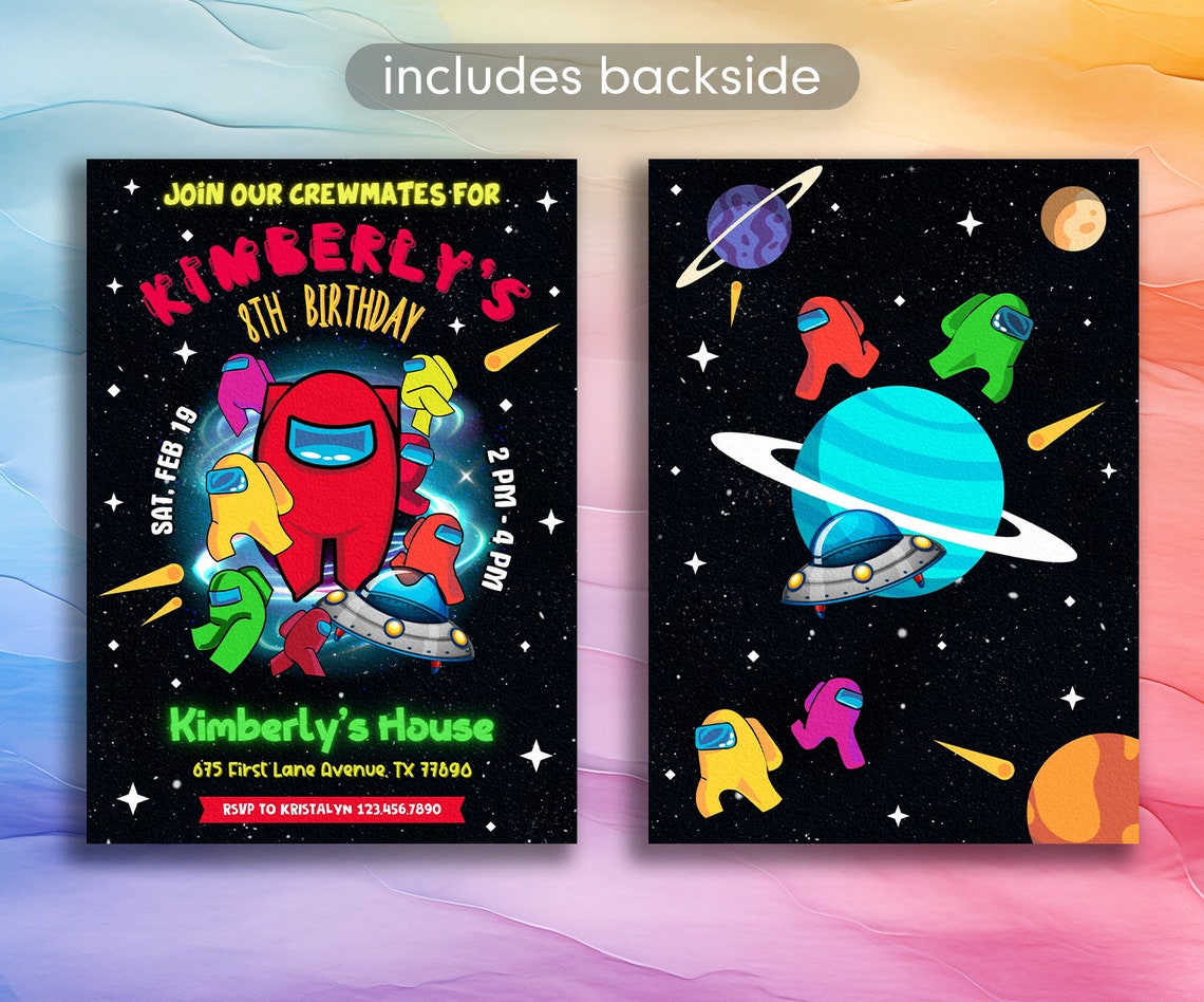 Among Us Birthday Party Invitation Template, Among Us Birthday Invitate ...