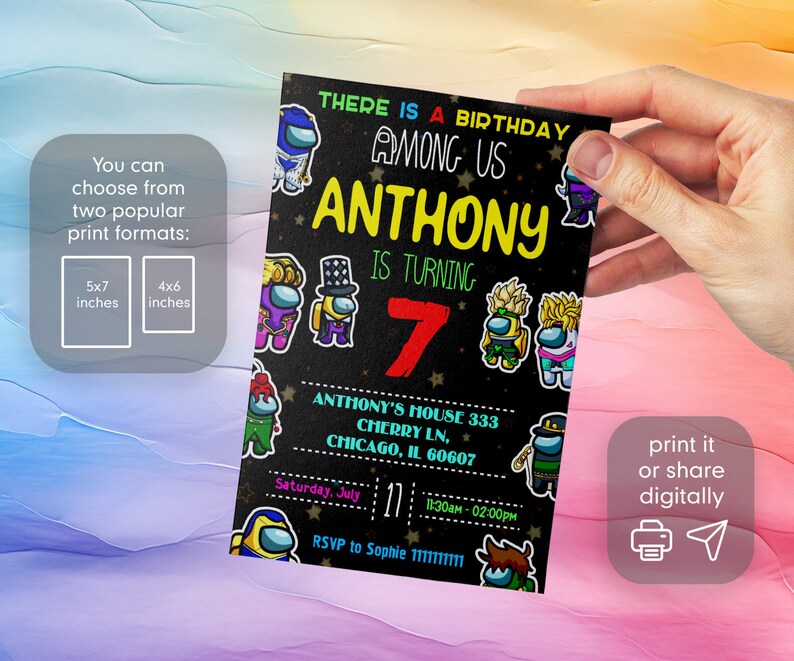 Among Us Birthday Party Invitation Template, Among Us Birthday Invitate ...