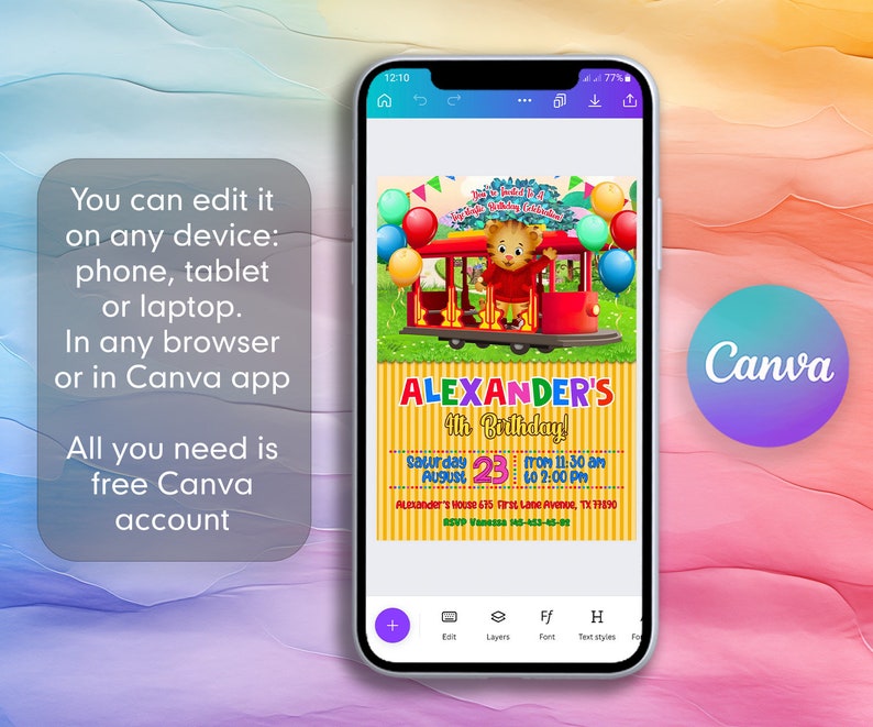 Daniel Tiger Birthday Invitation, Printable Editable Birthday ...