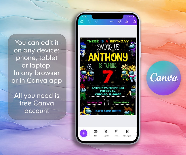 Among Us Birthday Party Invitation Template, Among Us Birthday Invitate ...