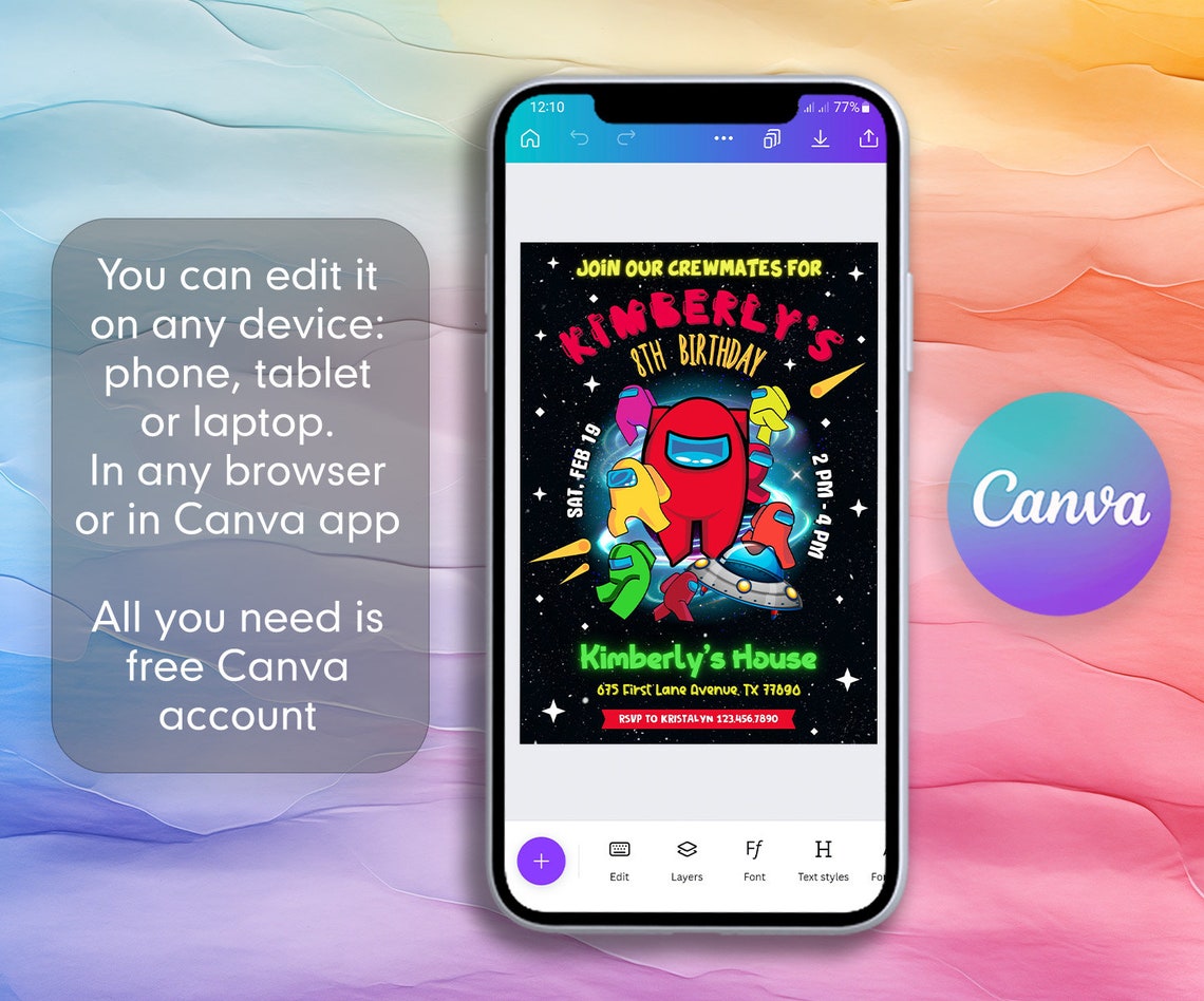 Among Us Birthday Party Invitation Template, Among Us Birthday Invitate ...