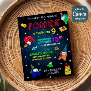 Among Us Birthday Party Invitation Template, Among Us Birthday Invitate ...