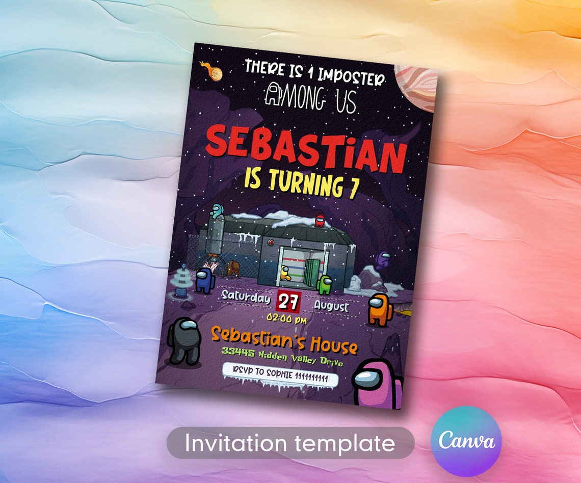 Among Us Birthday Party Invitation Template, Among Us Birthday Invitate ...