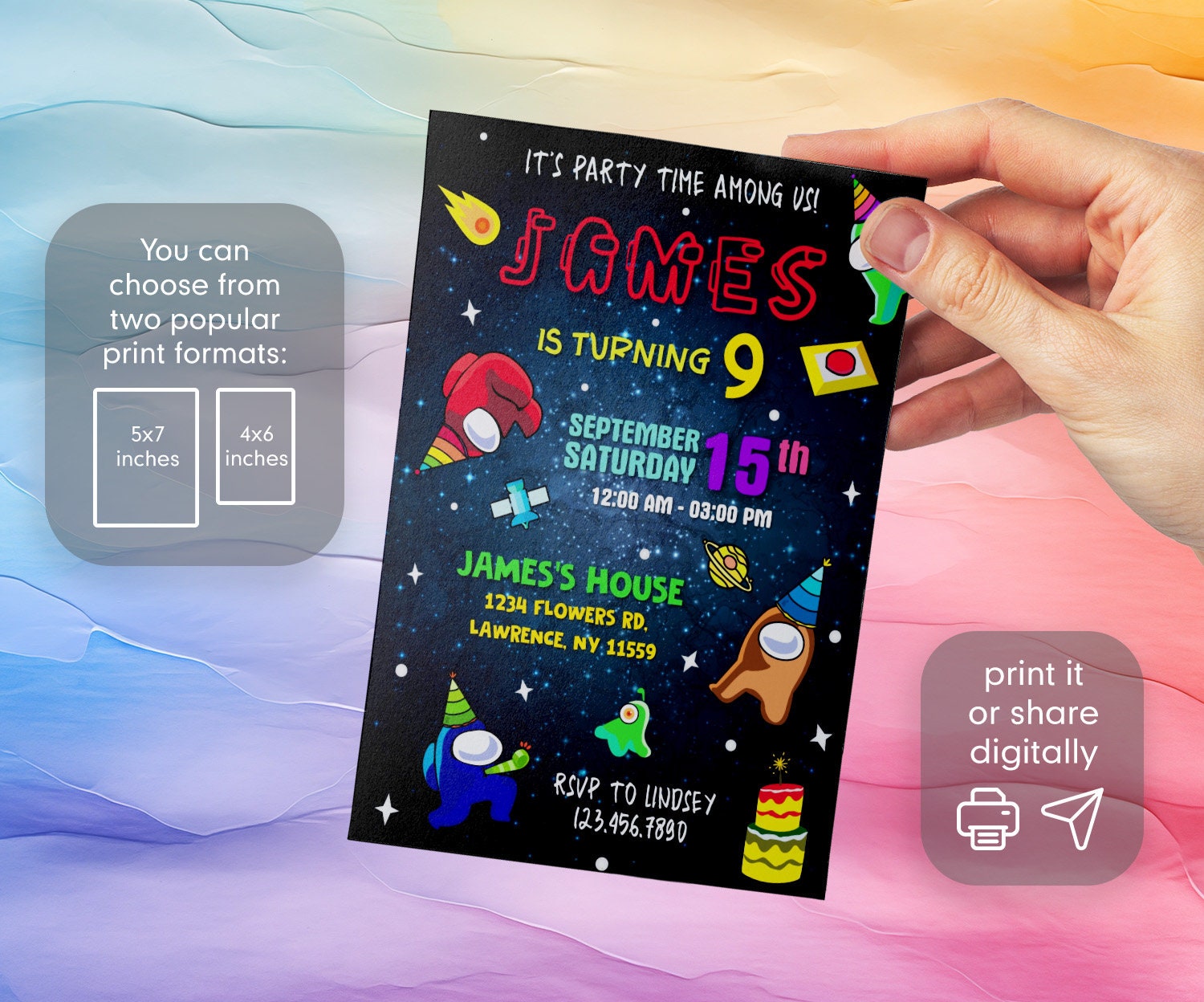 Among Us Birthday Party Invitation Template, Among Us Birthday Invitate ...