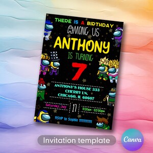 Among Us Birthday Party Invitation Template, Among Us Birthday Invitate ...