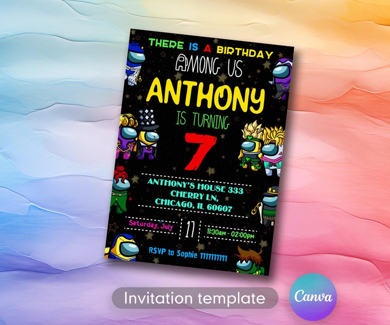 Among Us Birthday Party Invitation Template, Among Us Birthday Invitate ...