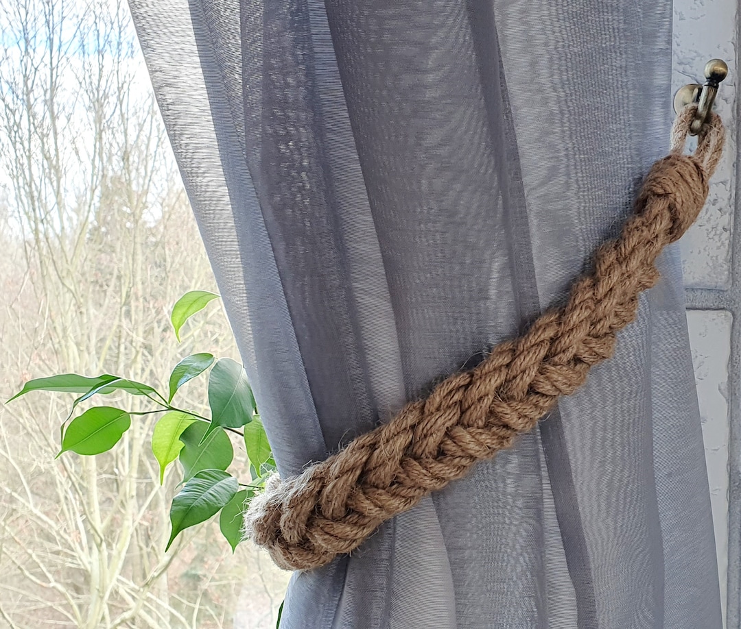 Curtain Tiebacks Chunky Braided. Pigtail of Four Ropes Shabby Chic ...