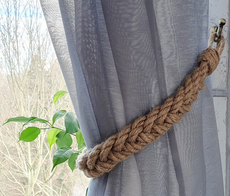 Curtain Tiebacks Chunky Braided. Pigtail of Four Ropes Shabby Chic ...