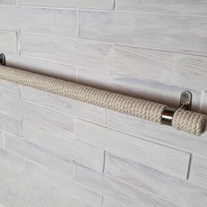White Cotton Rope Towel Rack: Wooden Wall Mount Holder - Etsy