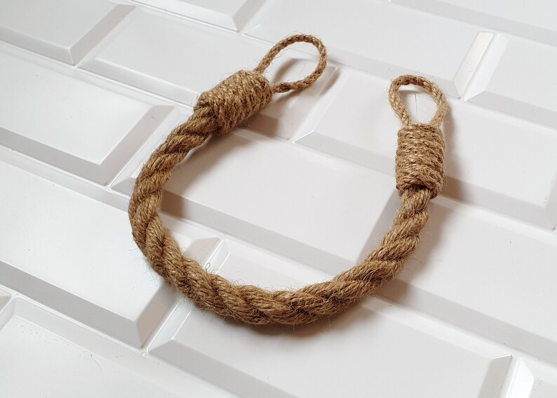 Curtain Tiebacks Nautical Decor. Thick Tie-backs. Jute Rope Shabby Chic ...