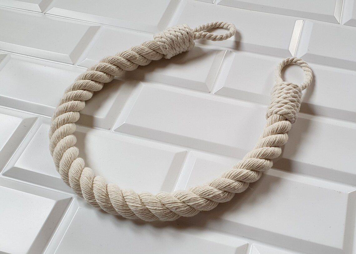 Curtain Tieback White Chunky Cotton Rope. Nautical Decor. Thick Tie ...
