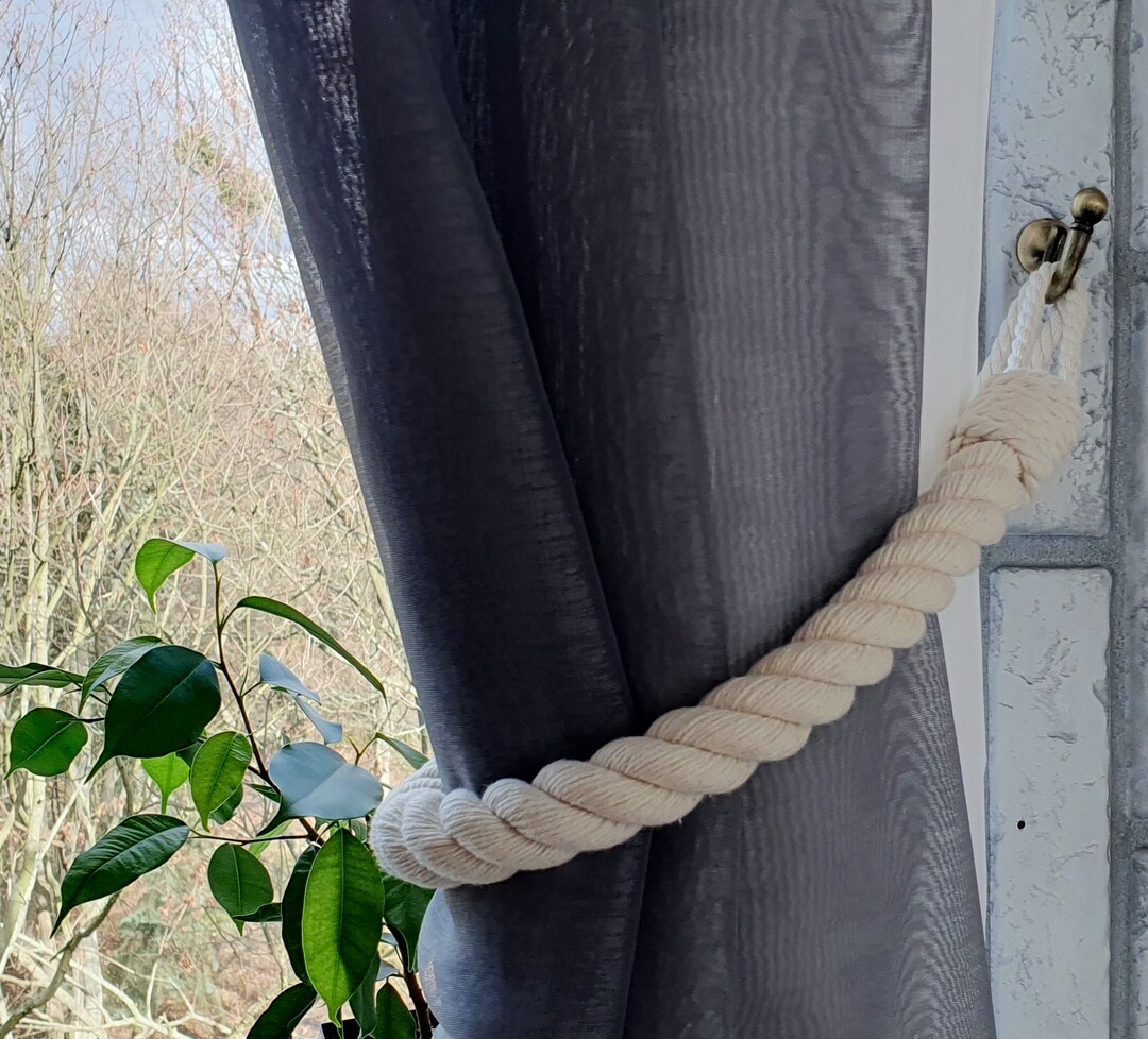 Curtain Tieback White Chunky Cotton Rope. Nautical Decor. Thick Tie ...