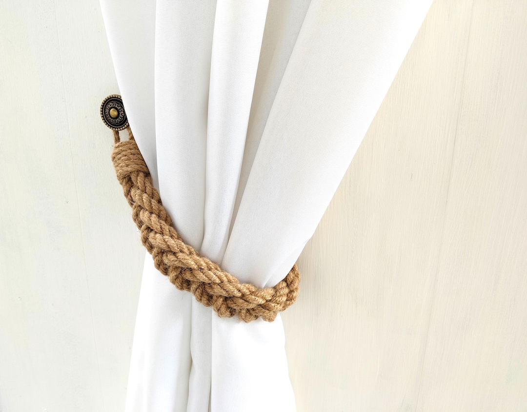 Curtain Tieback..handmade Jute Braid Curtain Holdback .. Natural Rope ...