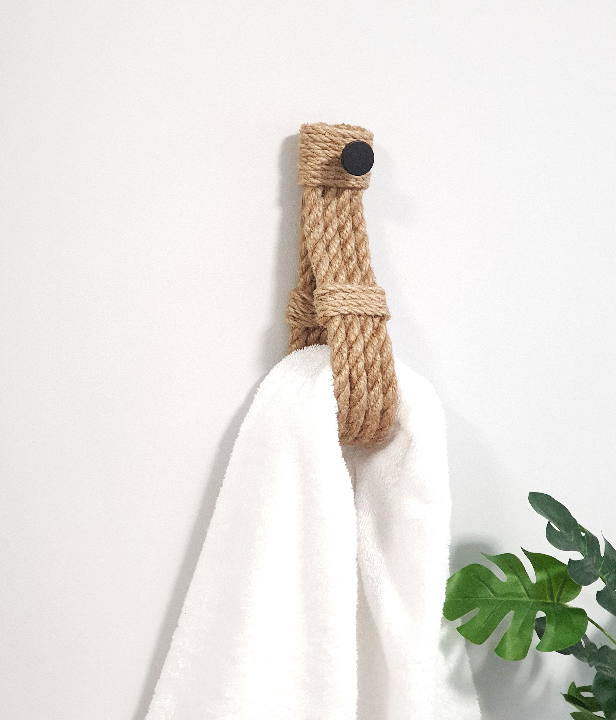 Towel Holder Jute Rope Bathroom Design. Eco-friendly Style. Rope Towel ...