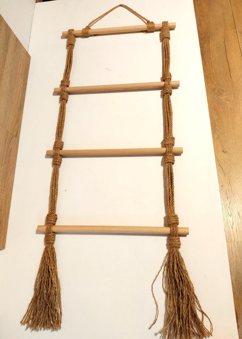Jute Rope Ladder Towel Holder: Rustic Nautical Bathroom Decor - Etsy