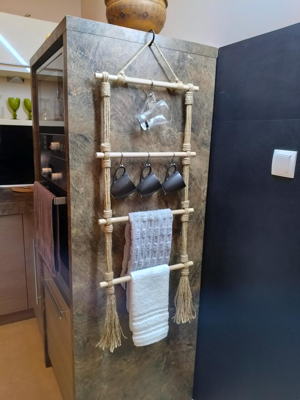 Jute Rope Ladder Towel Holder: Rustic Nautical Bathroom Decor - Etsy