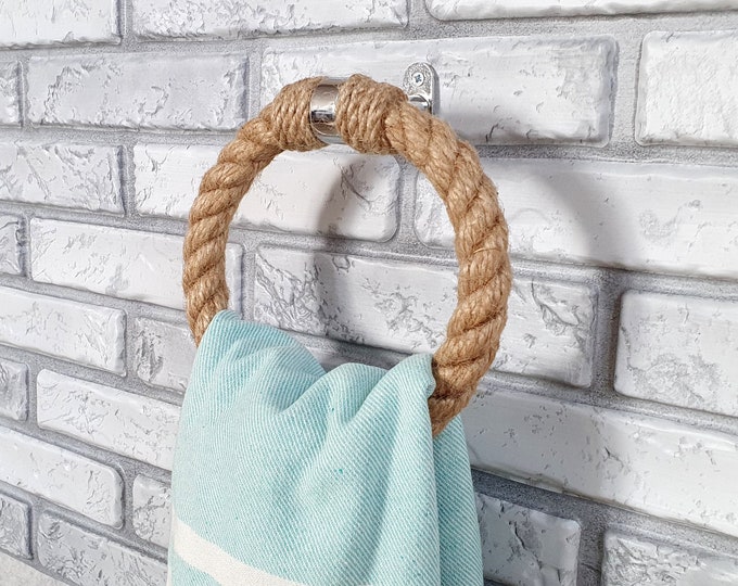 Rope Hand Towel Holder, Handmade Nautical Decor, Ring Towel Holder ...