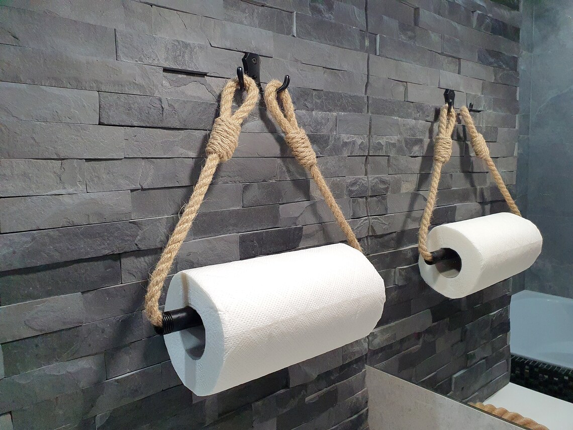 Paper Towel Holder Jute Rope Rustic Decor-paper Storage. Kitchen Paper ...