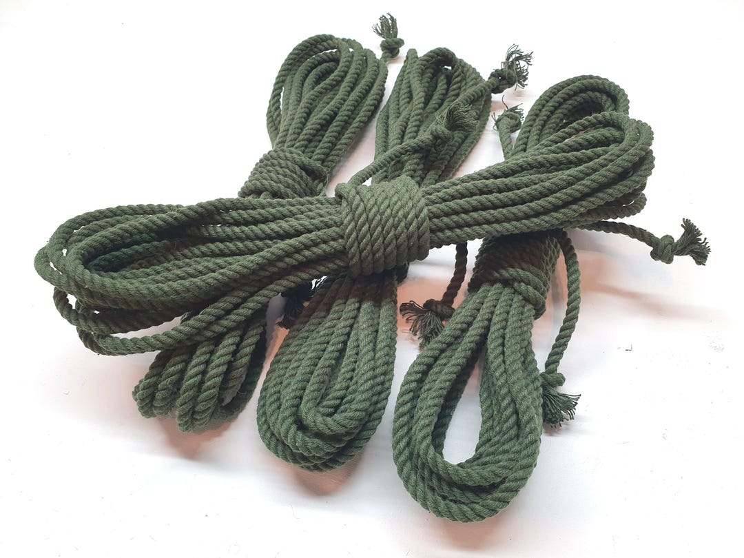 Olive Green Shibari Rope Set – 4x 8m (26ft) Cotton Bondage Ropes – Soft ...