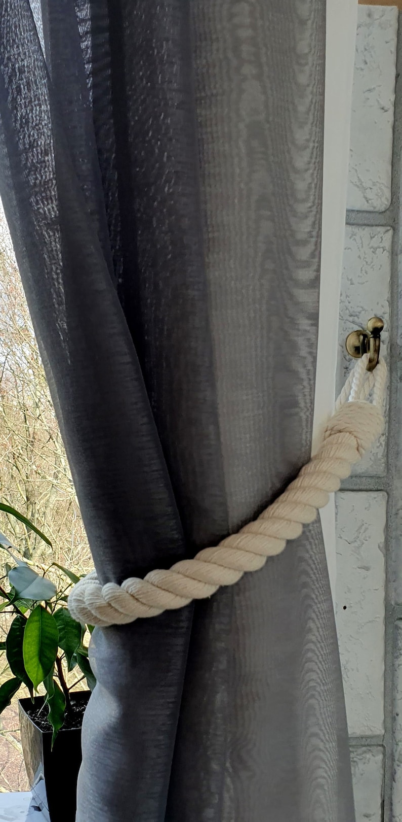 Curtain Tieback White Chunky Cotton Rope. Nautical Decor. Thick Tie ...